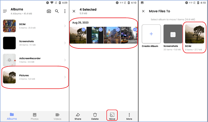 Move Something from Internal Storage to Camera Roll on Android